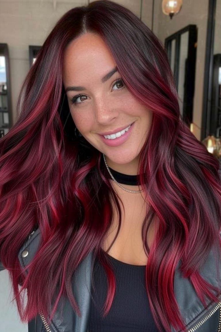45 Sizzling Hot Red Highlights Ideas for Black Hair - Flo's Blog