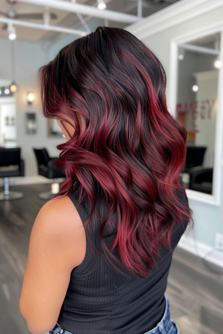 45 Sizzling Hot Red Highlights Ideas for Black Hair - Flo's Blog