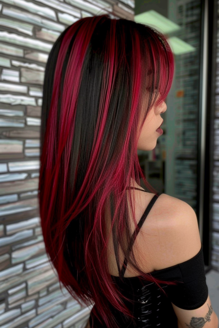45 Sizzling Hot Red Highlights Ideas for Black Hair - Flo's Blog