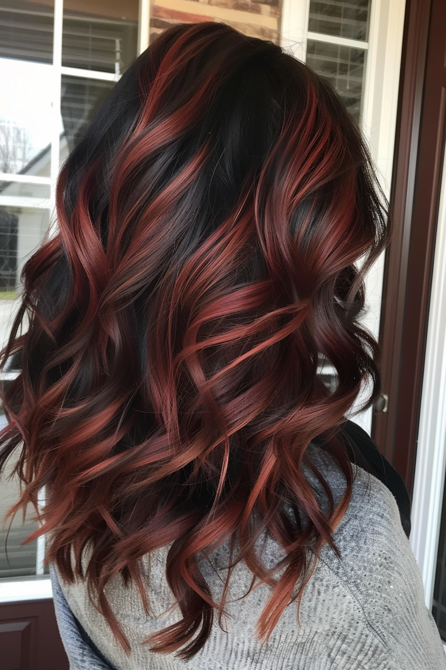 35+ Gorgeous Ways To Wear Red Highlights in Brown Hair - Flo's Blog