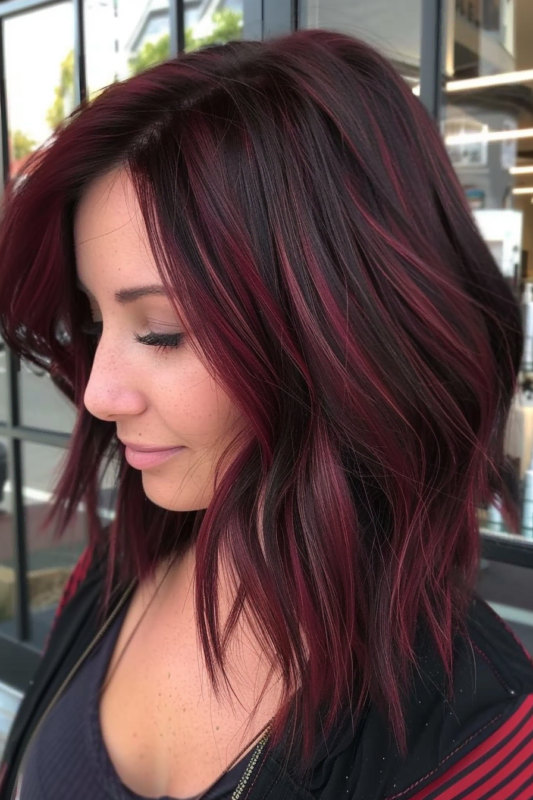45 Sizzling Hot Red Highlights Ideas for Black Hair - Flo's Blog