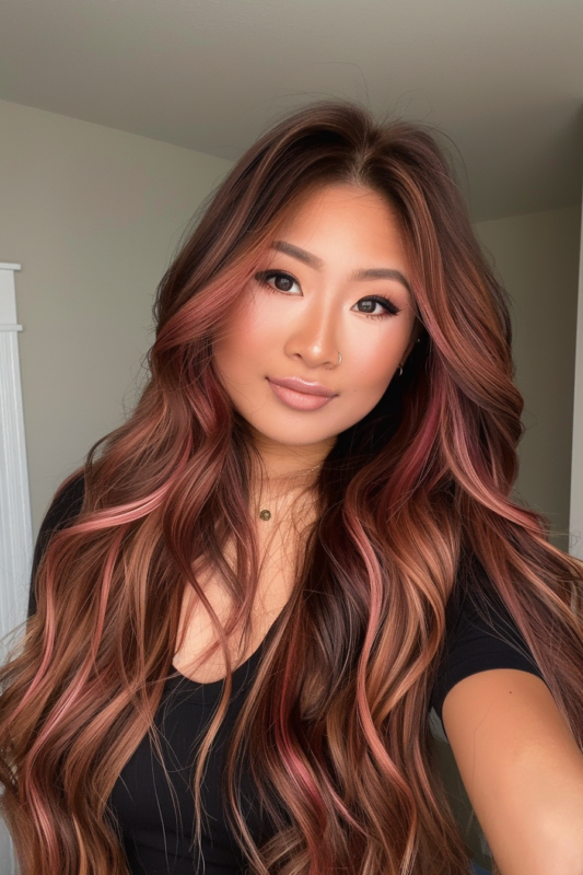 35+ Gorgeous Ways To Wear Red Highlights in Brown Hair - Flo's Blog