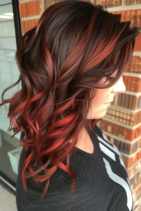 35+ Gorgeous Ways To Wear Red Highlights in Brown Hair - Flo's Blog