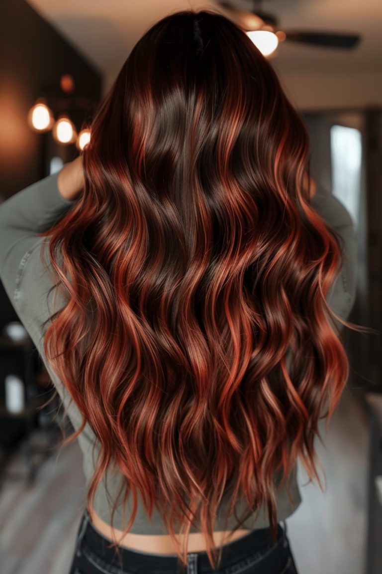 35+ Gorgeous Ways To Wear Red Highlights in Brown Hair - Flo's Blog