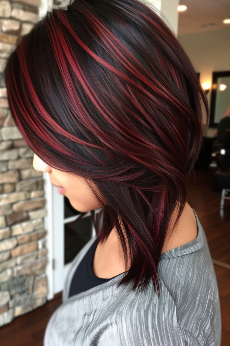 45 Sizzling Hot Red Highlights Ideas for Black Hair - Flo's Blog
