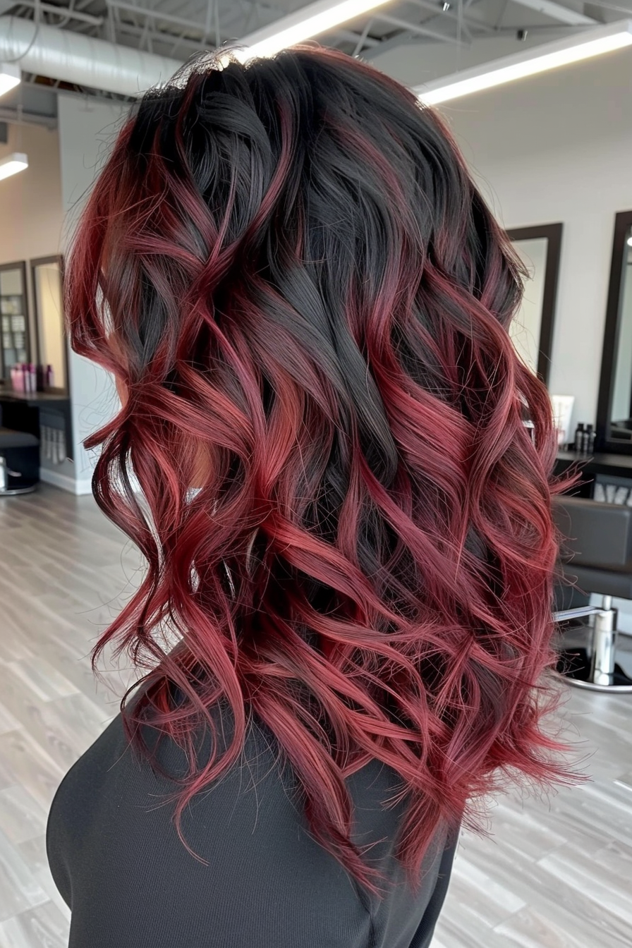 45 Sizzling Hot Red Highlights Ideas for Black Hair - Flo's Blog