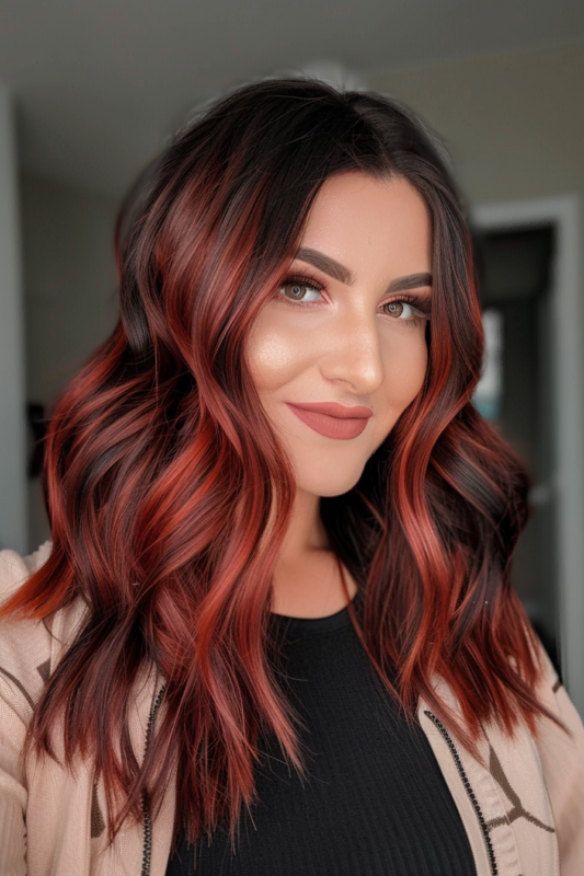 35+ Gorgeous Ways To Wear Red Highlights in Brown Hair - Flo's Blog