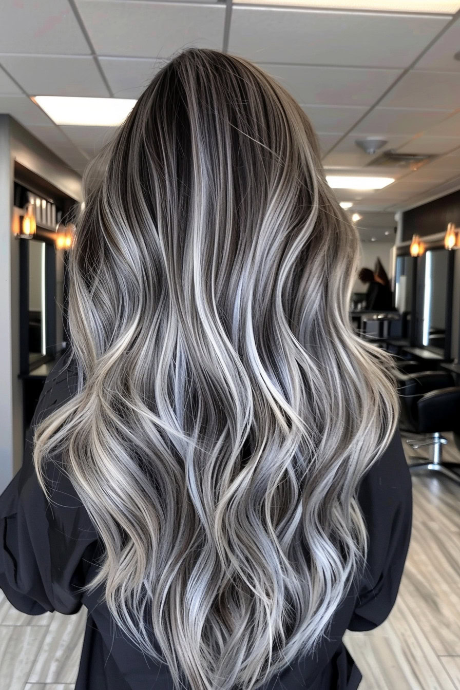 55+ Chic Silver Highlights and Gray Blending Ideas for Dark Hair - Flo's Blog