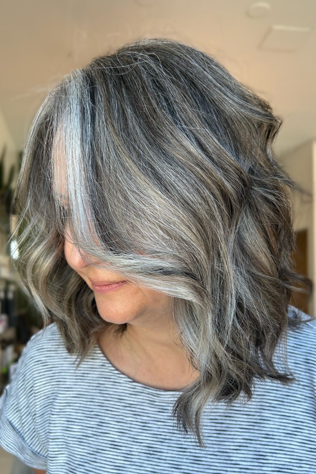 55+ Chic Silver Highlights and Gray Blending Ideas for Dark Hair - Flo ...