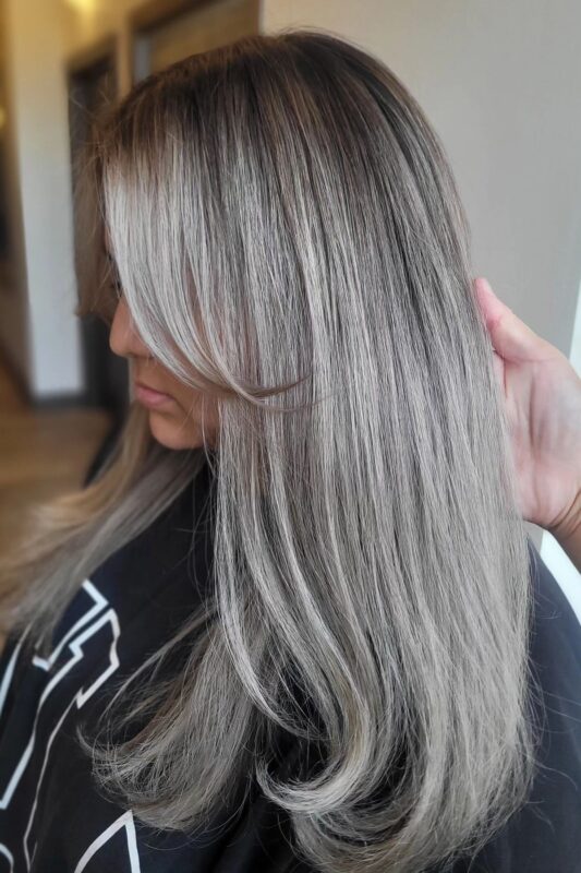 30+ Chic Silver Highlights And Gray Blending Ideas For Dark Hair (NEW ...